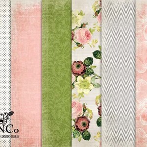 Floral Patterned Digital Paper Pack, Roses Printable Scrapbooking Paper ...