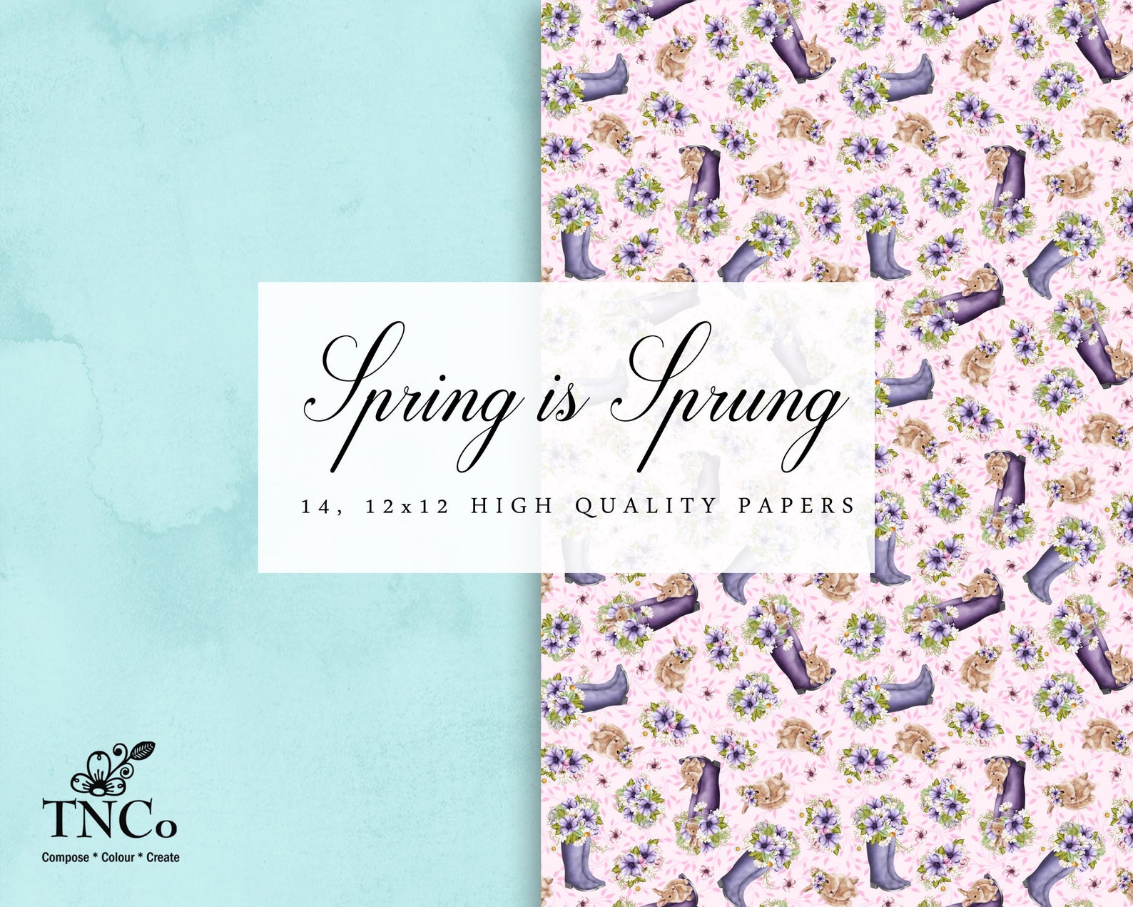 Spring Patterned Digital Papers Plaid Digital Papers Rabbit Digital ...