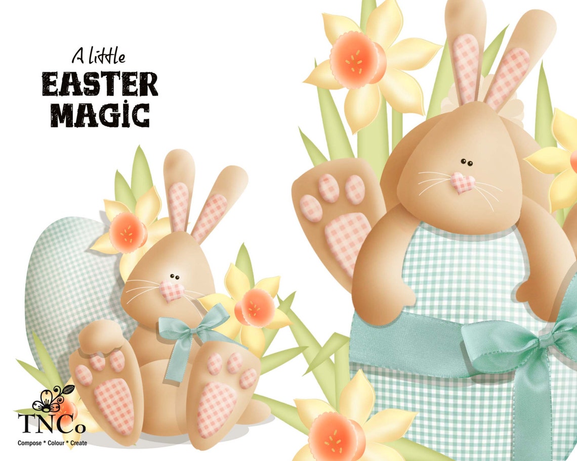 Easter Download Rabbit Digital Clipart Spring Printable - Etsy UK