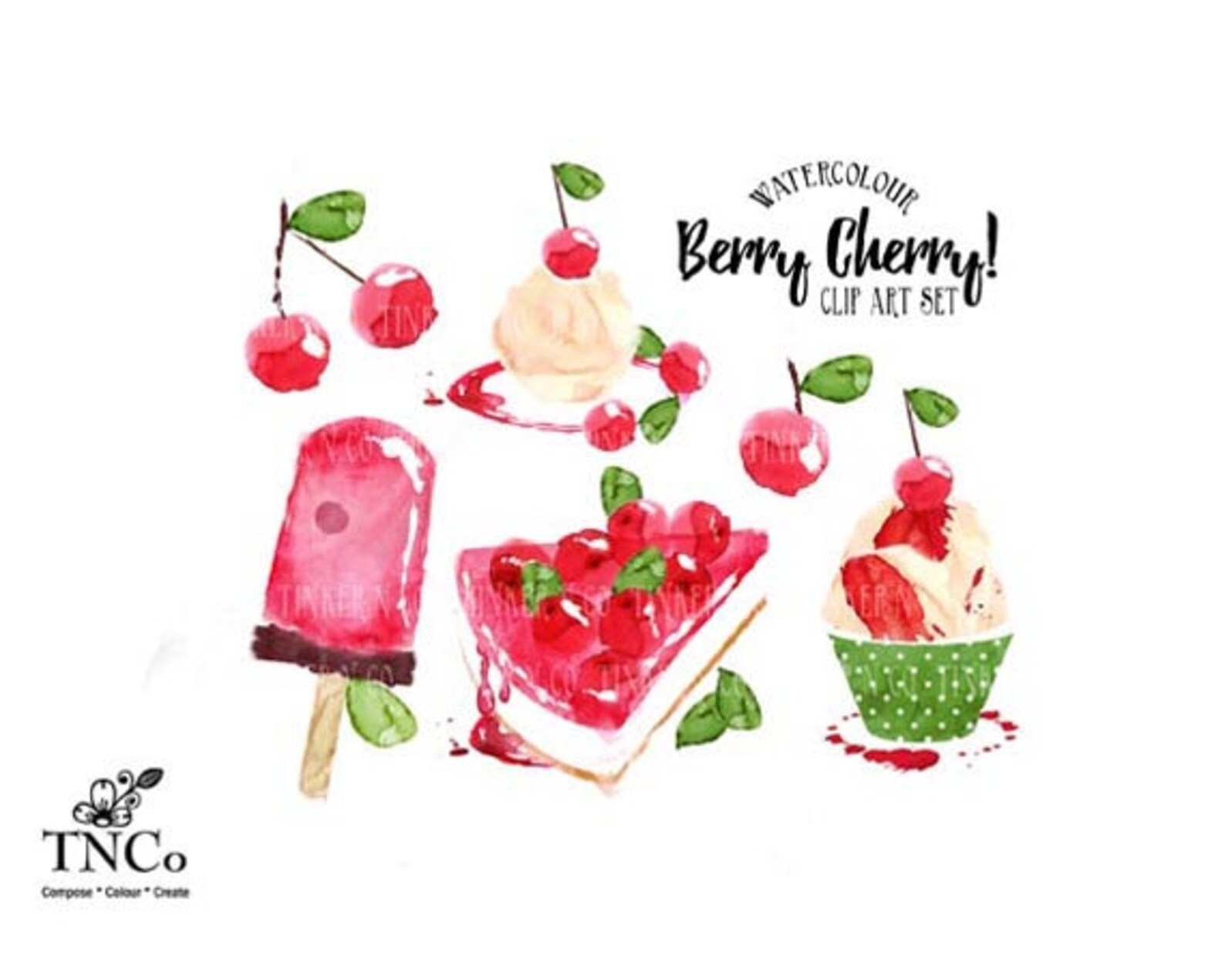 Watercolour Clip Art - Cherry Clip Art - Fruit Digital Download for ...
