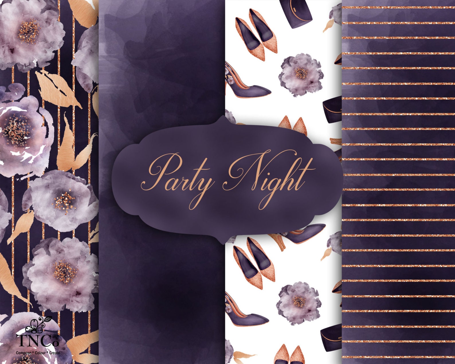 Digital Scrapbook Paper - Digital Party Paper - Digital Purple Paper ...