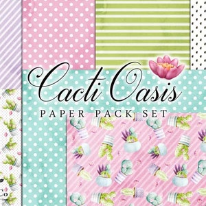 Succulent Digital Paper - Cactus Digital Paper - Watercolor Digital ...