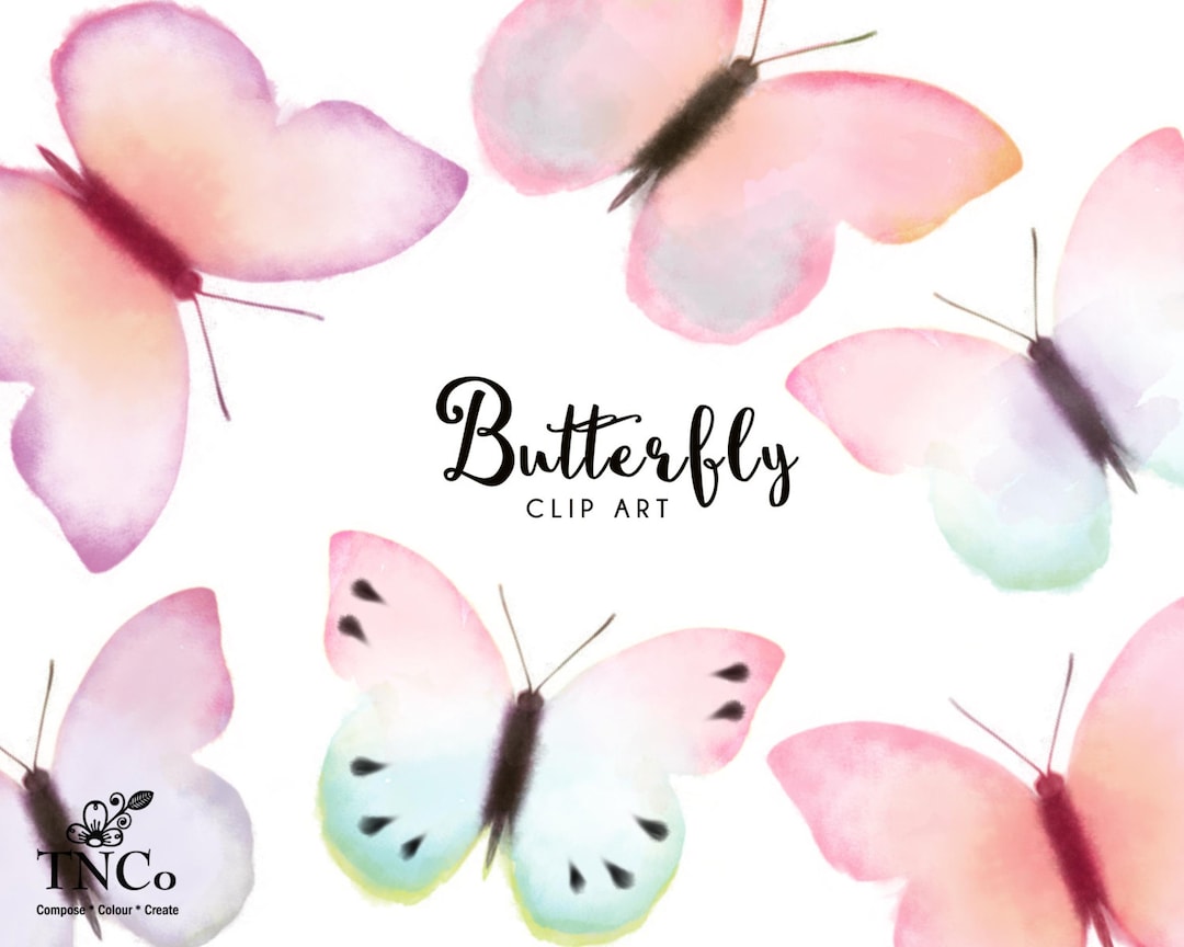 Watercolor Butterfly Clip Art Digital Clipart Insect - Etsy