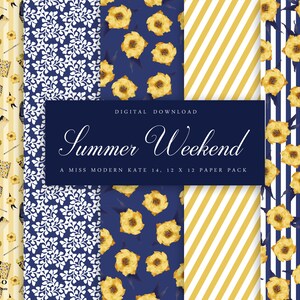 Summer Digital Paper - Yellow Digital Paper - Floral Digital Paper ...