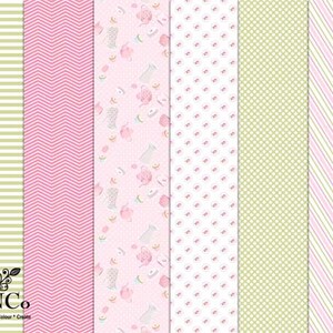 Rose Digital Paper - Green Gingham Pattern - Digital Paper Download ...