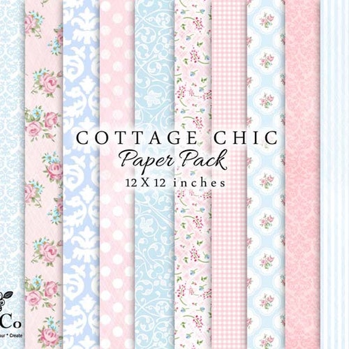 Shabby Chic Digital Paper: romantic Pink Blue - Etsy