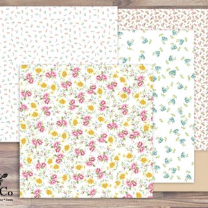 Floral Patterned Paper, Floral Scrapbook Paper, Printable Pretty Paper ...