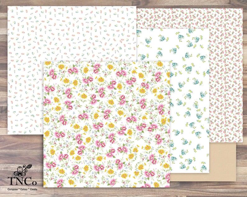 Floral Patterned Paper Floral Scrapbook Paper Printable - Etsy