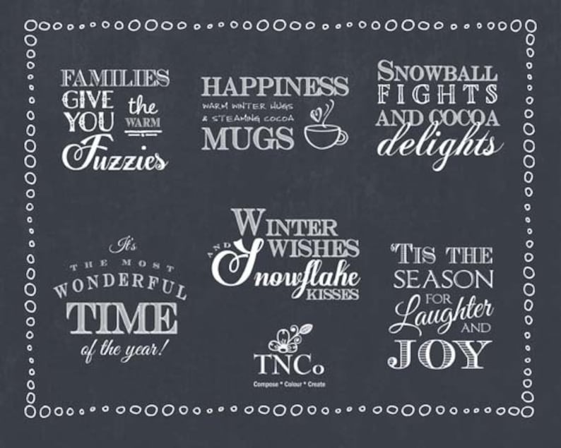 Christmas Word Art Download. Christmas Chalkboard Clipart - Etsy