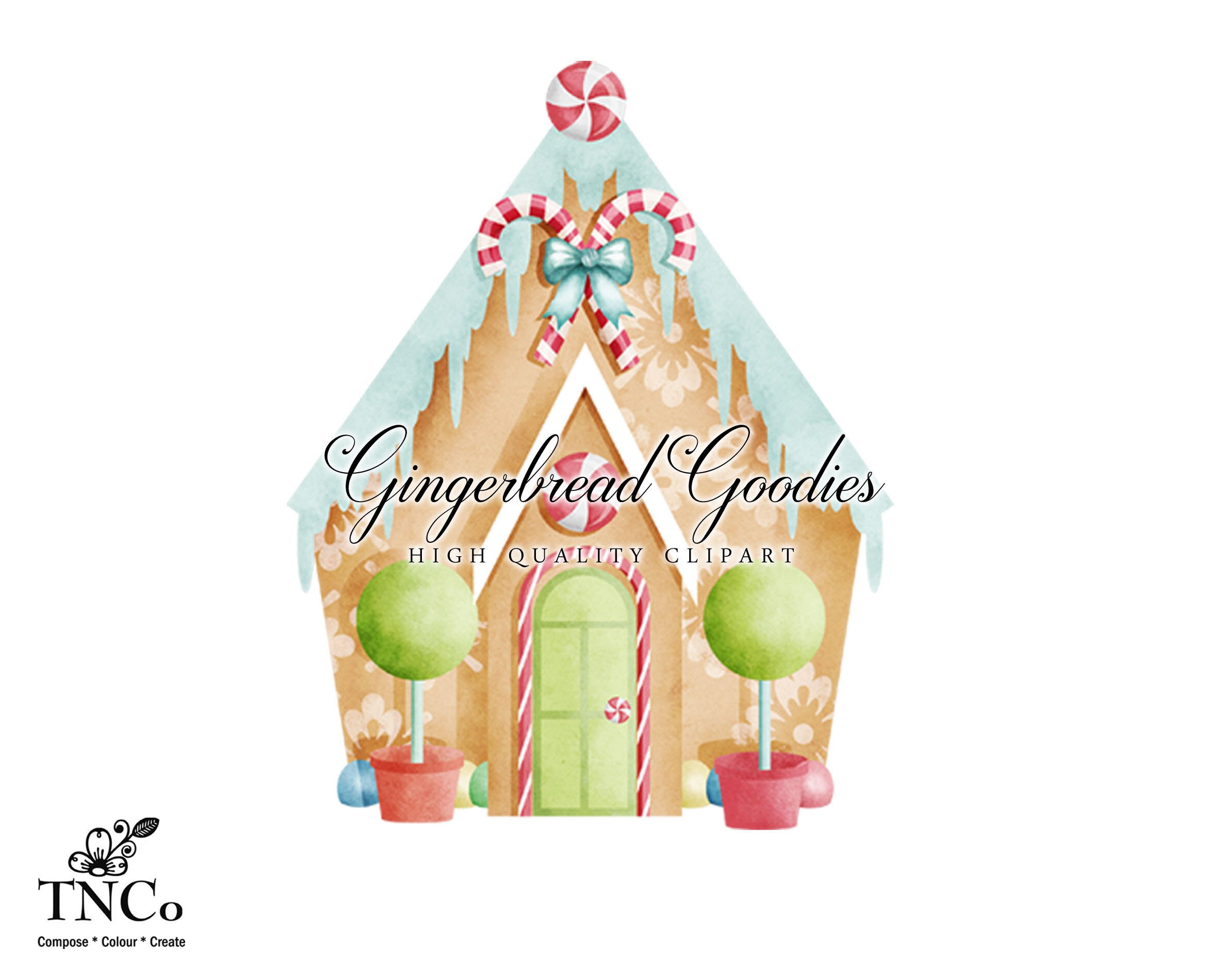 Gingerbread House Clip Art - Gingerbread Art - Watercolor Digital Clip ...