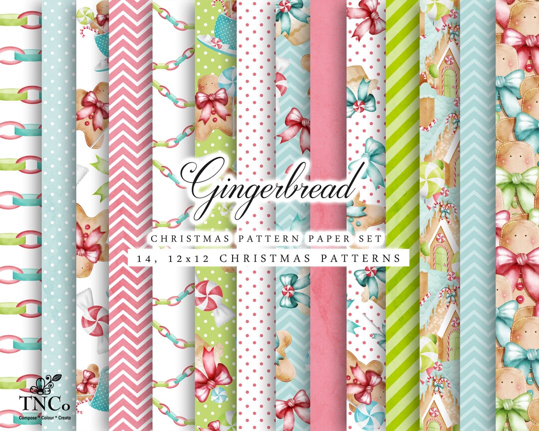 Gingerbread Digital Paper - Christmas Digital Paper - Watercolor ...
