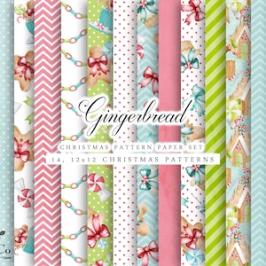 Gingerbread Digital Paper - Christmas Digital Paper - Watercolor ...