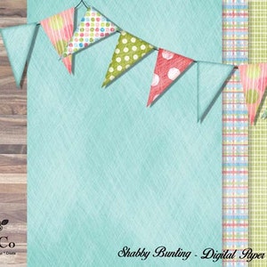 Bunting Digital Papers, Printable Bunting, Pink Bunting Clipart for ...