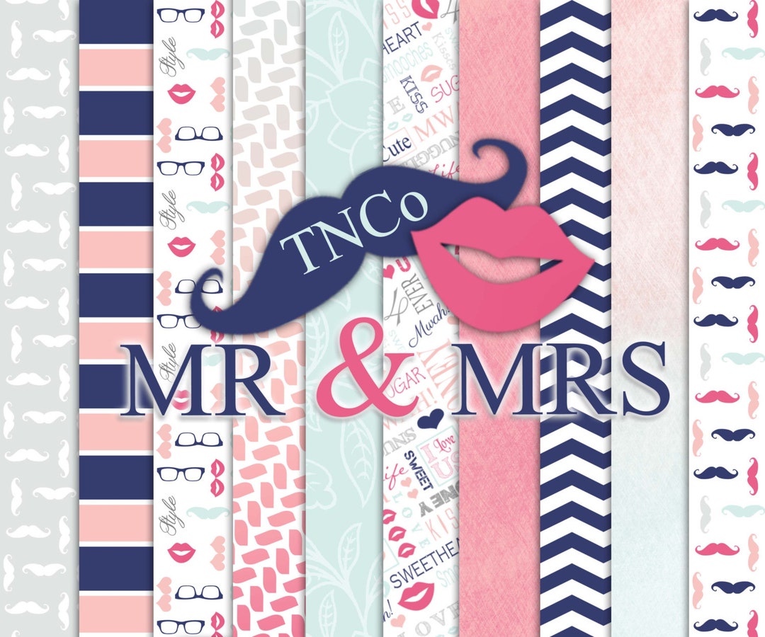 Digital, Download, Scrapbook Paper, Mustache and Lips Instant Clipart ...