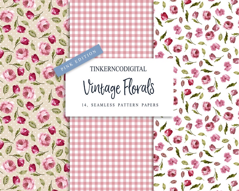Pink Rose Seamless Digital Paper Vintage Digital Scrapbook - Etsy