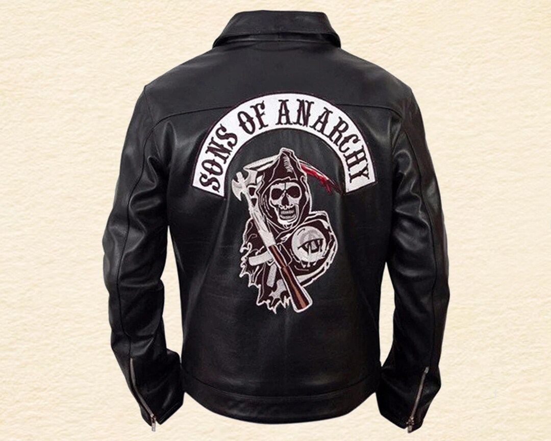 Leren Sons of Anarchy-bikerjack: SAMCRO Reaper-patch - geïnspireerd op ...