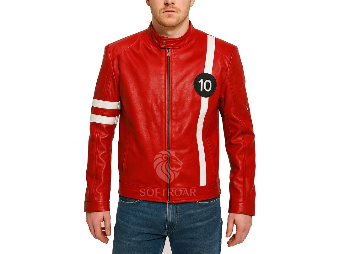 Ben 10 Red Leather Motorcycle Jacket: Alien Swarm Cosplay - Etsy