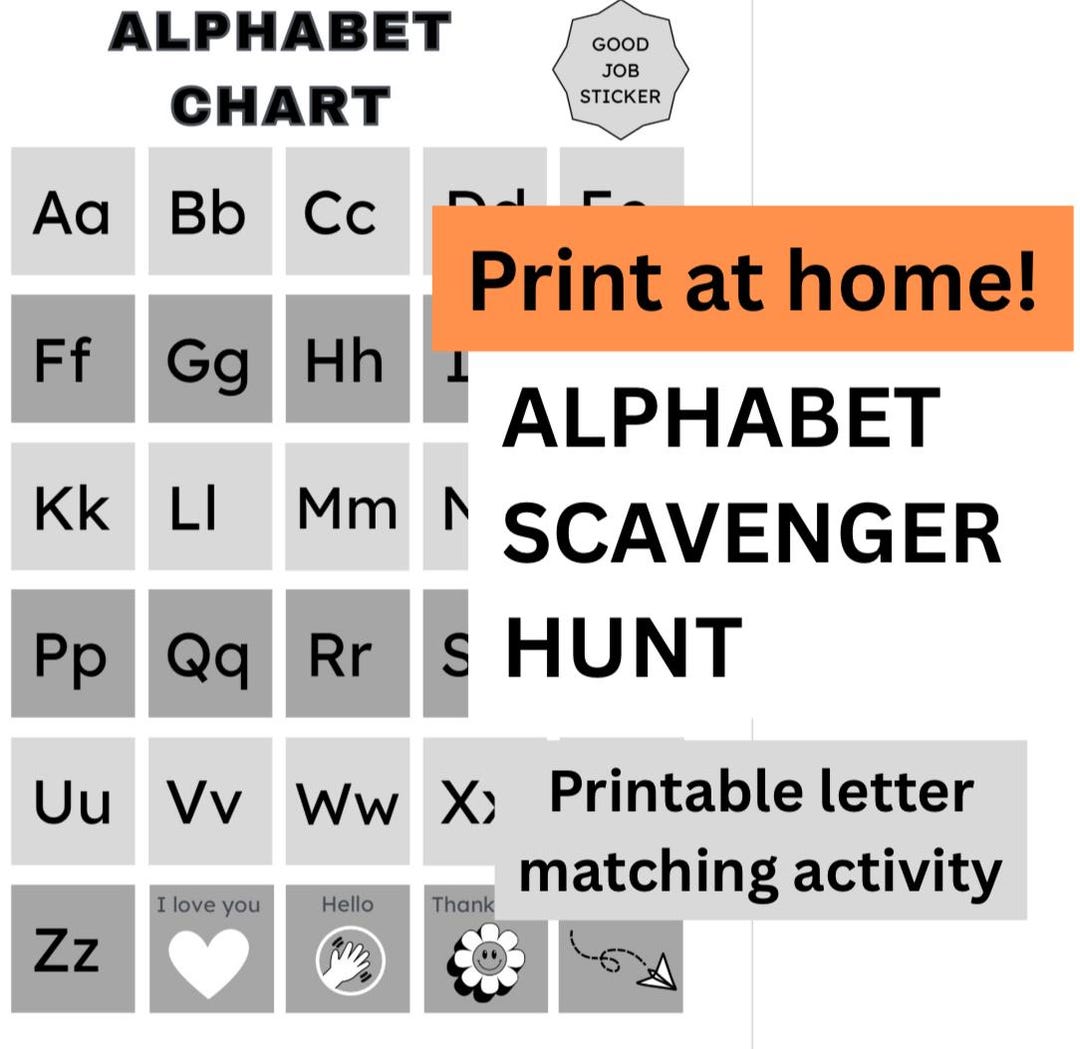 Alphabet Scavenger Hunt for Kids - Printable Letter Matching Activity ...