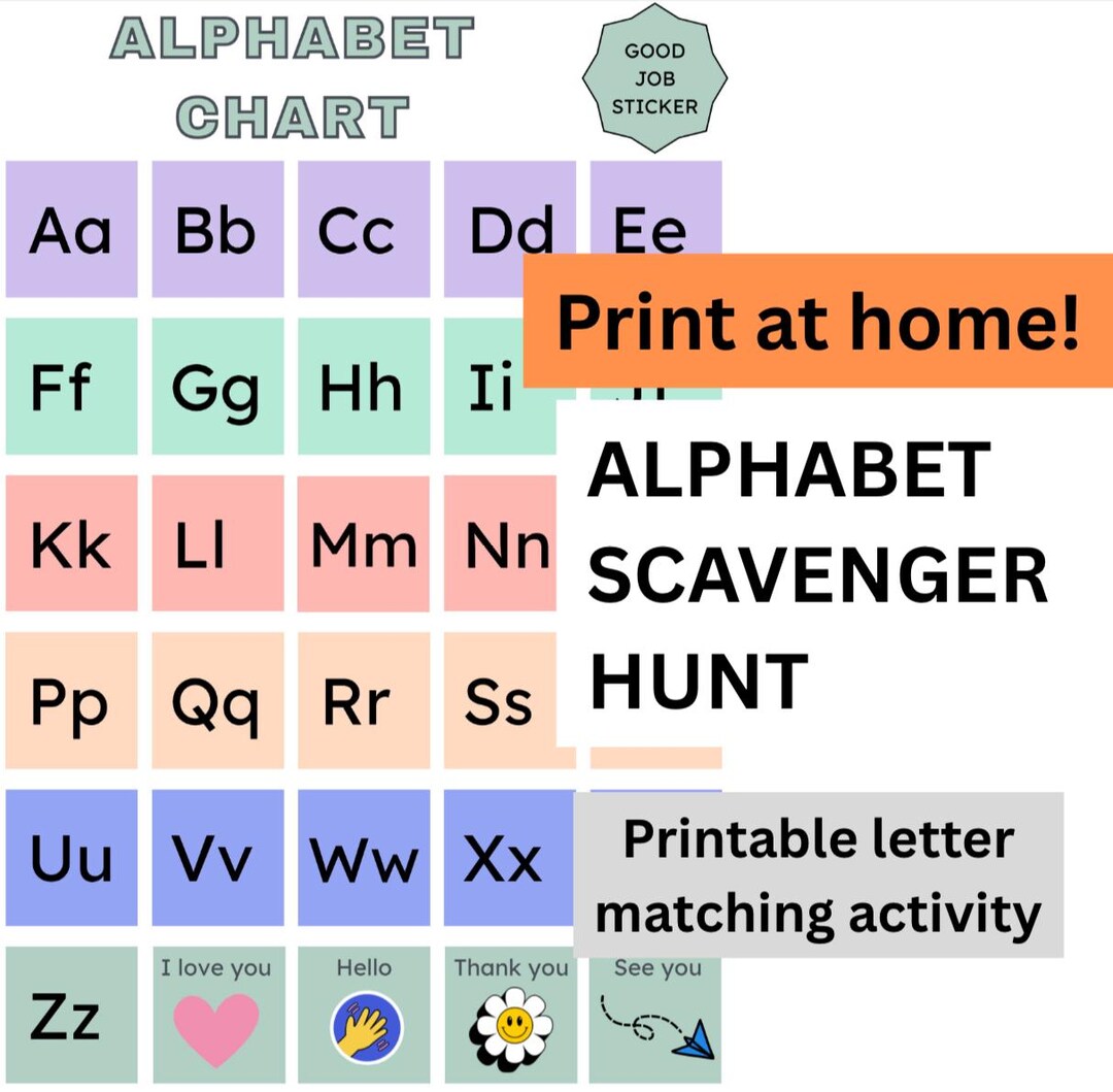Alphabet Scavenger Hunt for Kids - Printable Letter Matching Activity ...