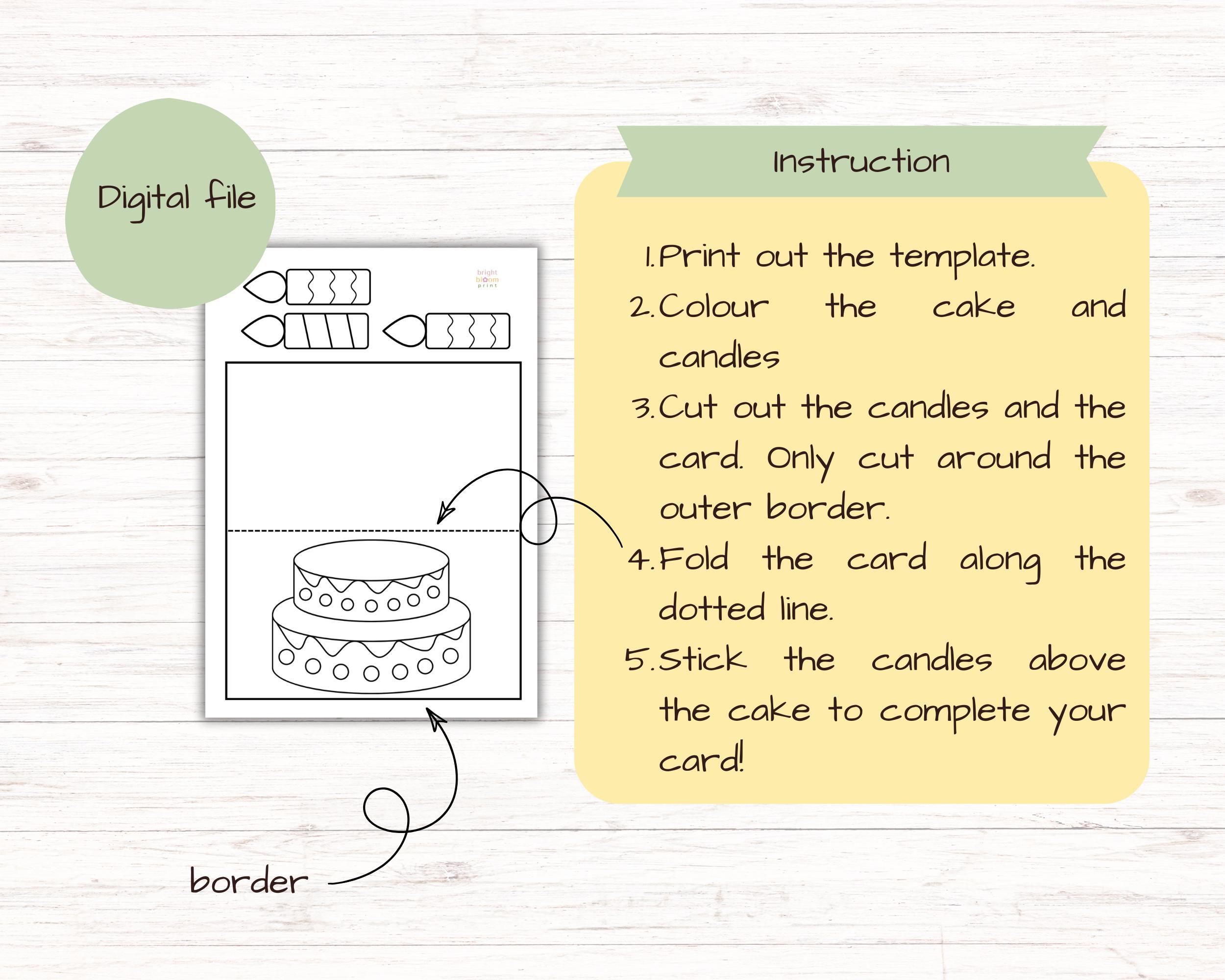 Printable Birthday Card Coloring, Kindergarten Art Activity, Card ...