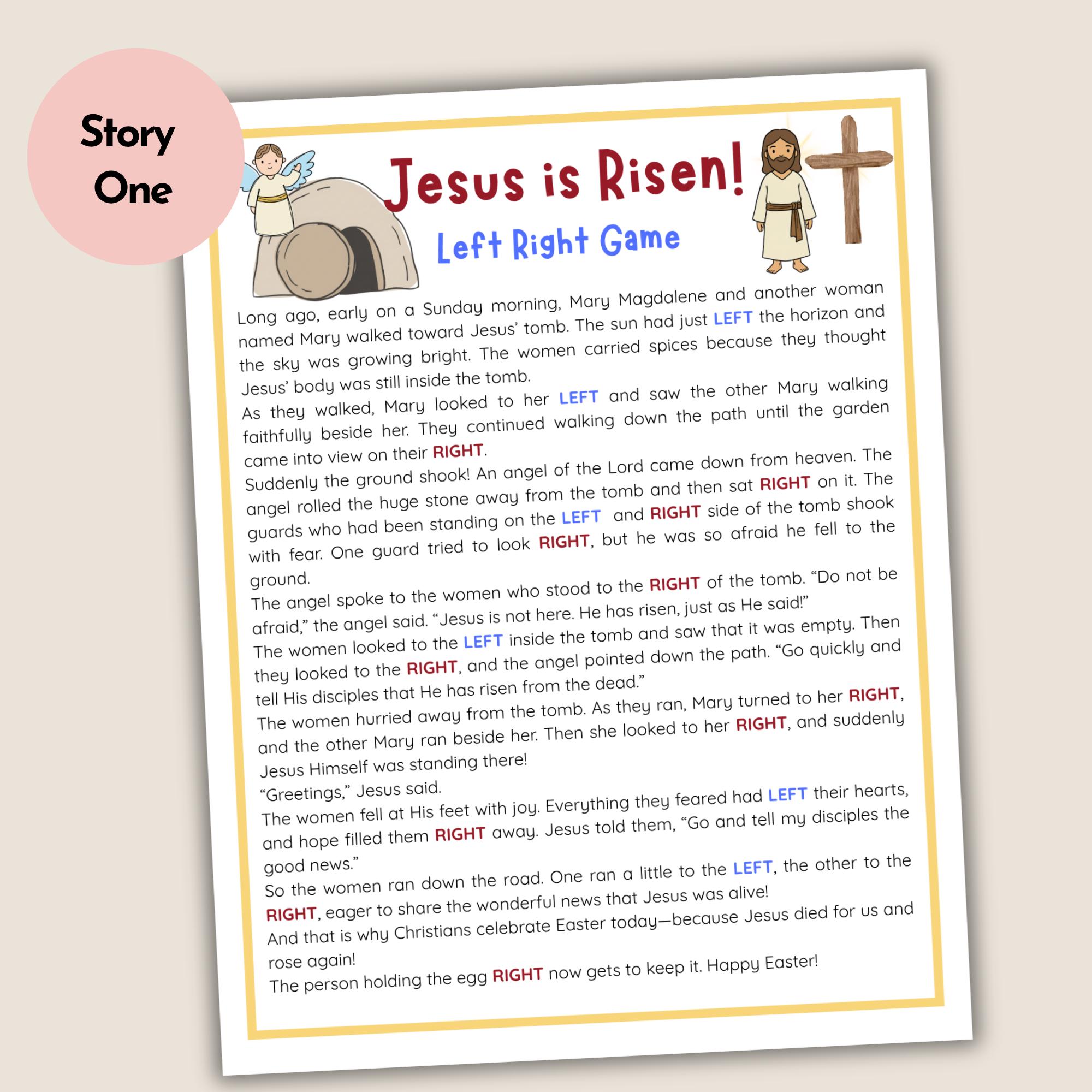 Jesus is Risen Easter Bible Story Left Right Game for Kids ...