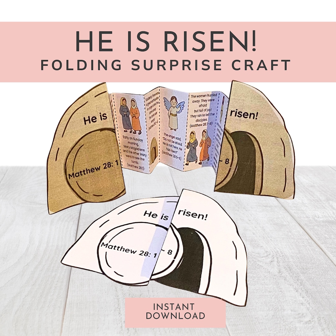 Jesus is Risen Folding Surprise Craft, Easter Bible Story Printable ...