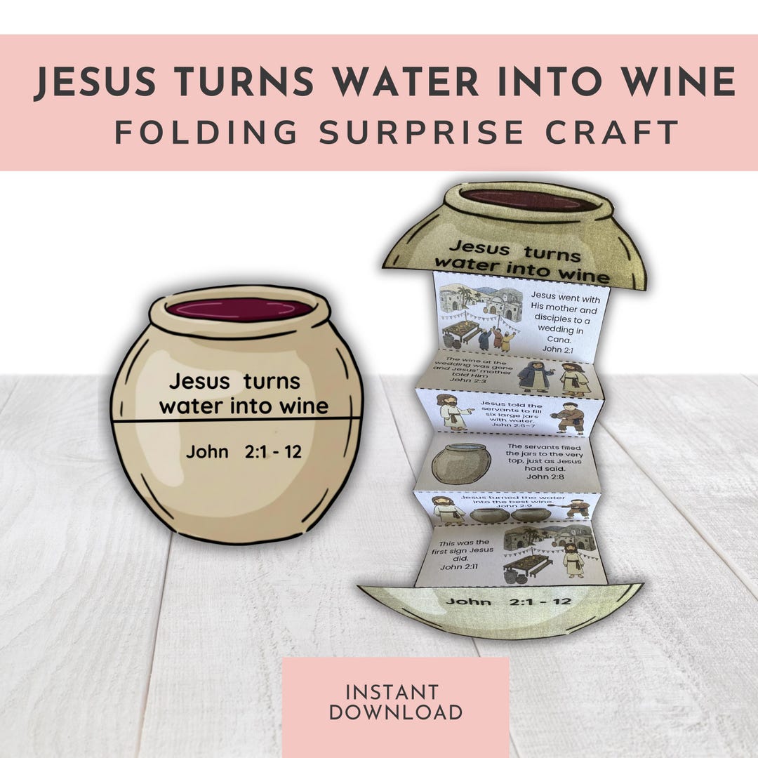 Jesus Turns Water Into Wine Folding Surprise Craft, Bible Story ...