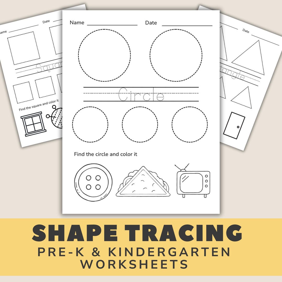 Pre K Shape Tracing Worksheets, Basic Shape Tracing Printable for ...
