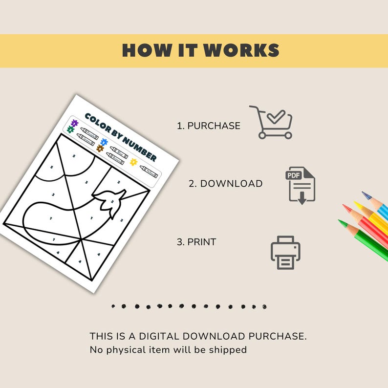 Color by Number for Kids Printable Learning Numbers 1-5 and Fine Motor ...