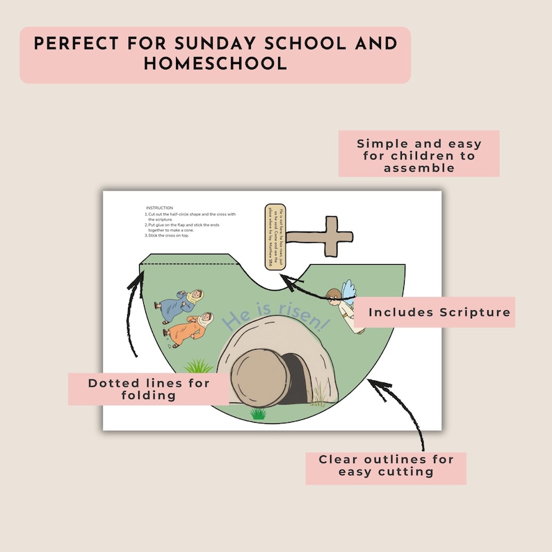 Empty Tomb Easter Craft for Kids, Resurrection Bible Activity, He is ...