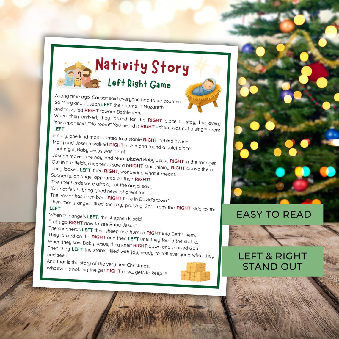 Nativity Story Left Right Game for Kids Bible Christmas Game Church ...