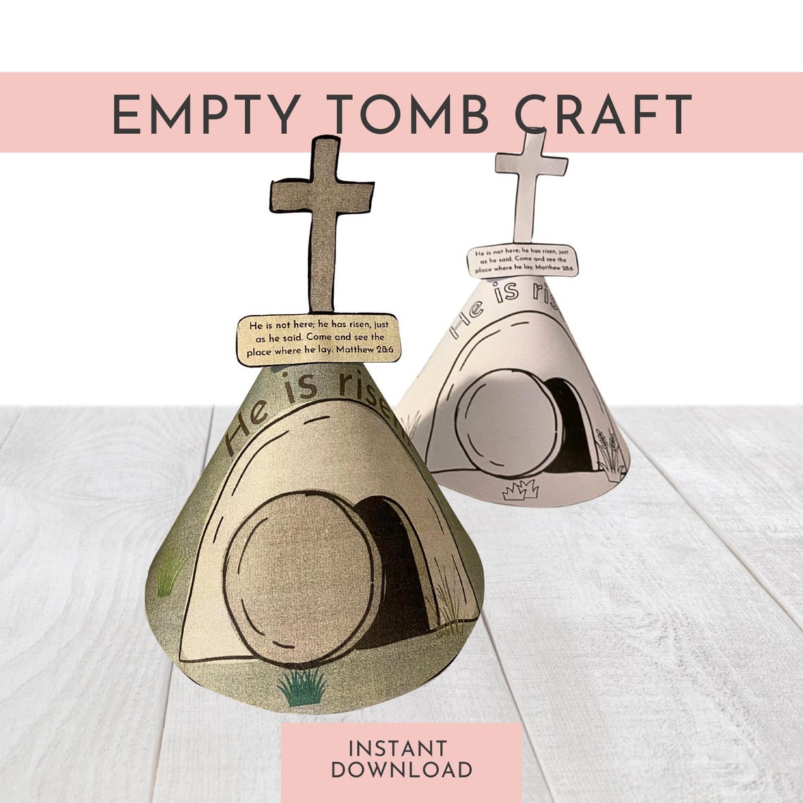 Empty Tomb Easter Craft for Kids, Resurrection Bible Activity, He is ...