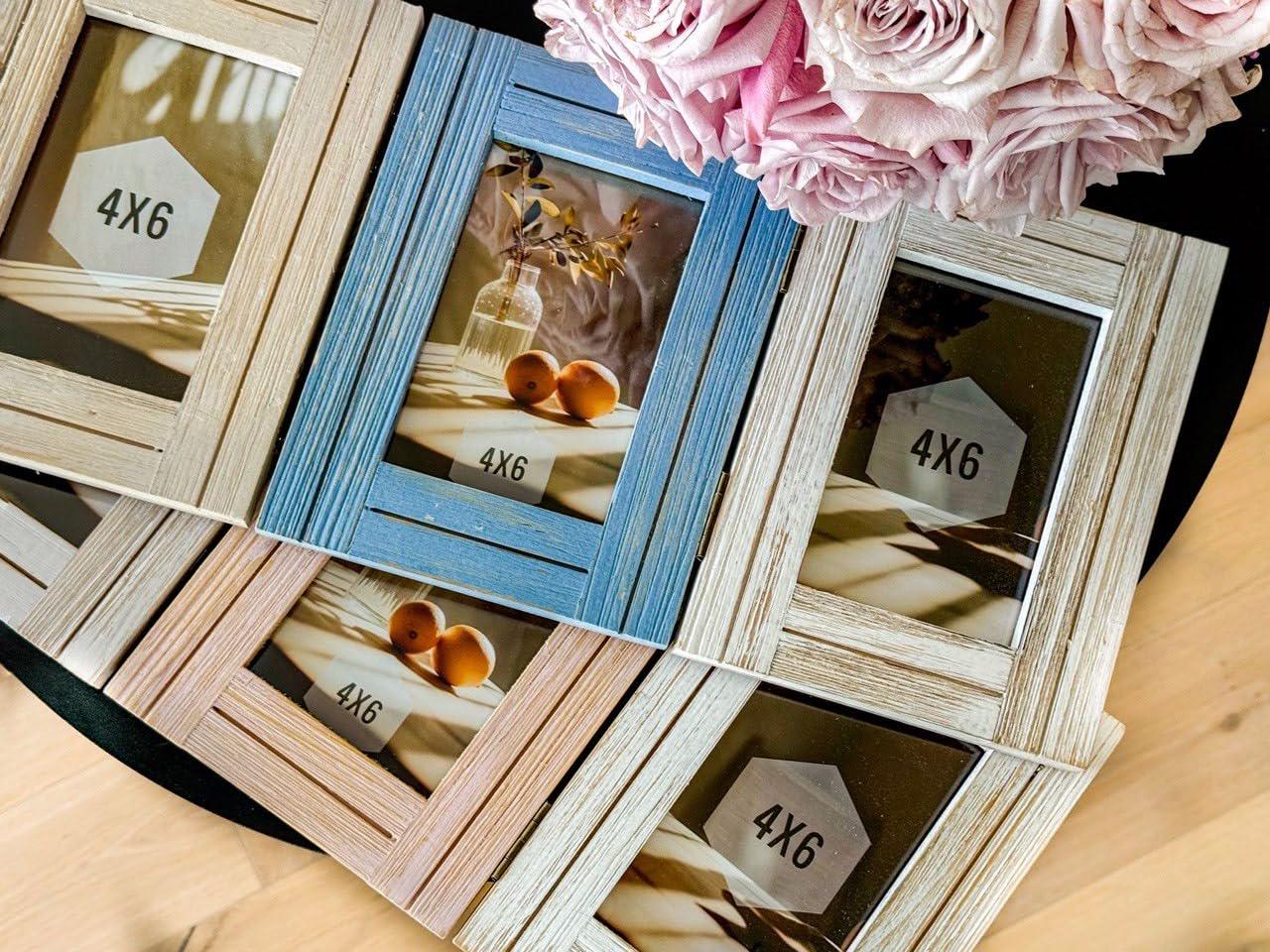 Rustic Collage Frames 4x6 Trifold Picture Frame Country Farmhouse Decor ...