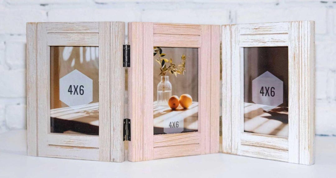 Rustic Collage Frames 4x6 Trifold Picture Frame Country Farmhouse Decor ...