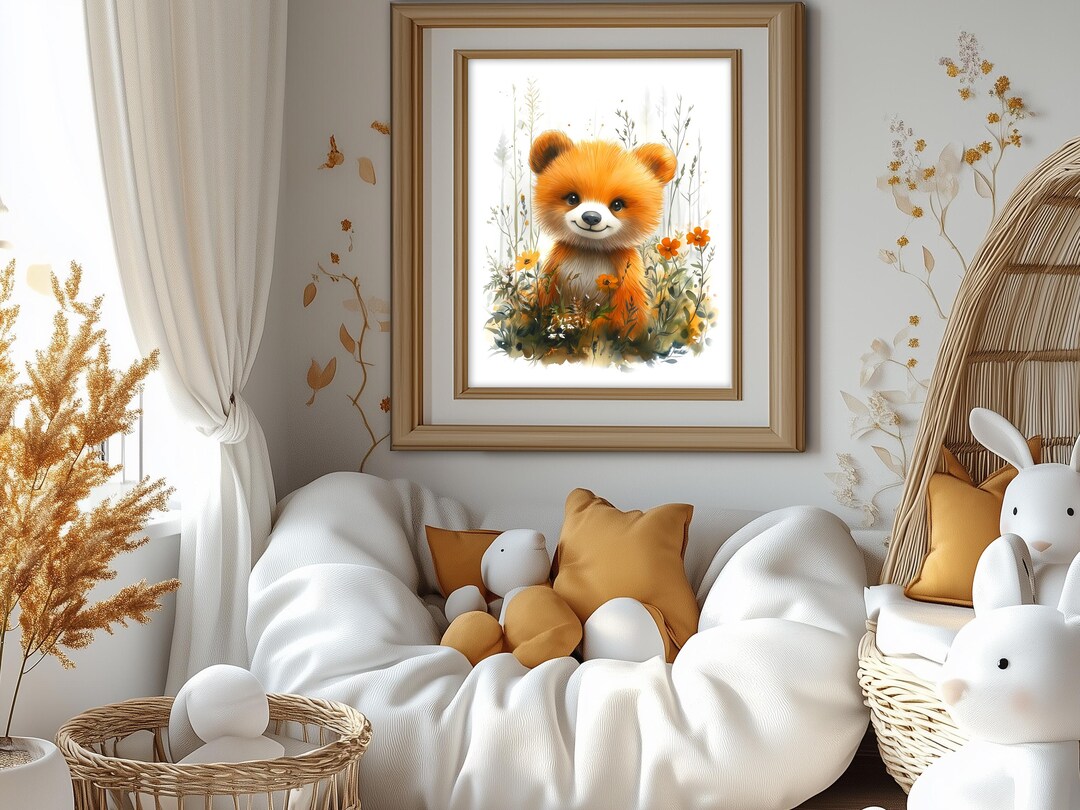Smiling Bear Cub Watercolor Nursery Print (digital Download) - Etsy