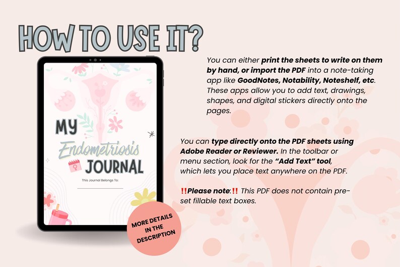 Endometriosis Journal, Printable Pink Endo Journal, Endometriosis ...