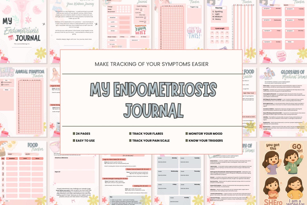 Endometriosis Journal, Printable Pink Endo Journal, Endometriosis ...