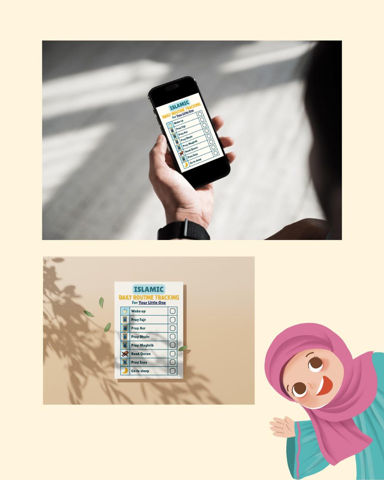 Islamic Kids Daily Routine Tracking Chart - Printable & Editable Canva ...
