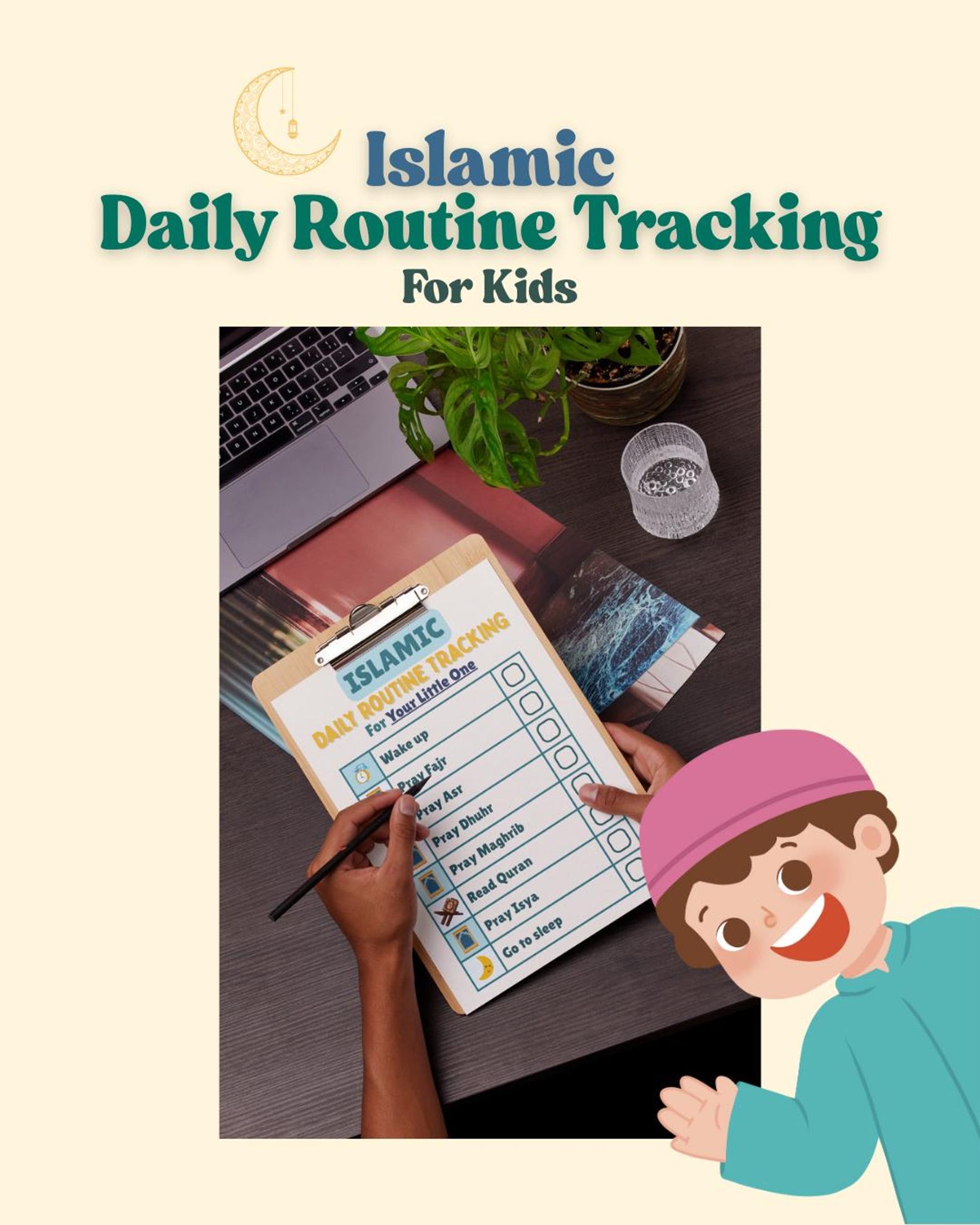Islamic Kids Daily Routine Tracking Chart - Printable & Editable Canva ...