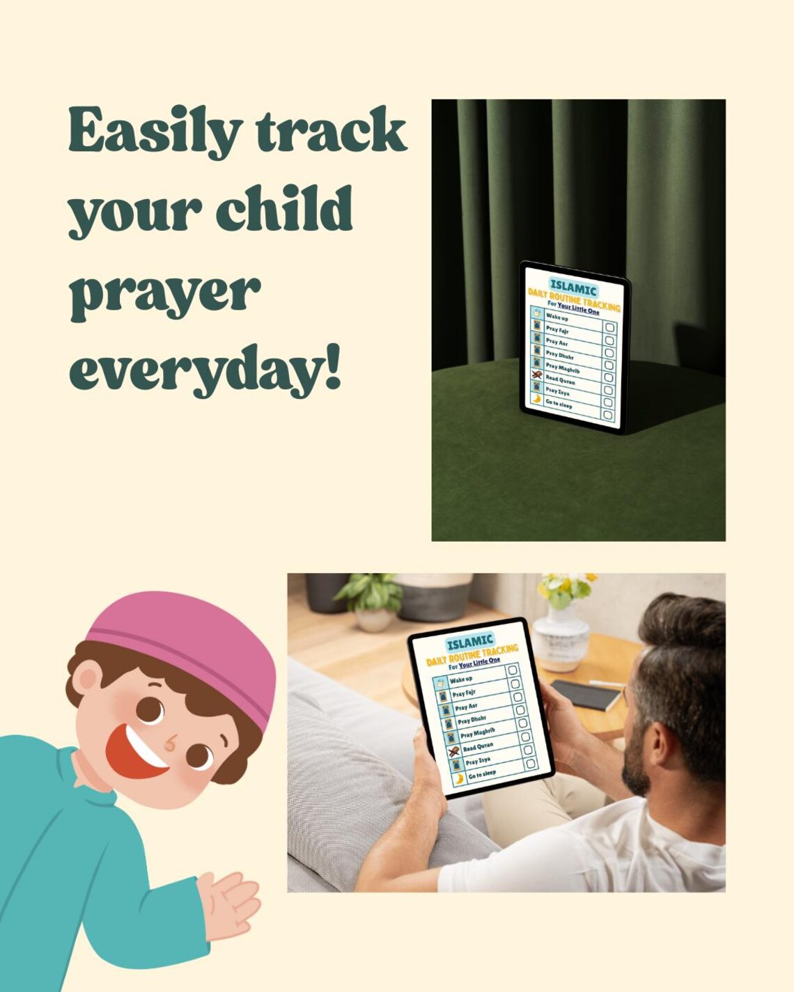 Islamic Kids Daily Routine Tracking Chart - Printable & Editable Canva ...