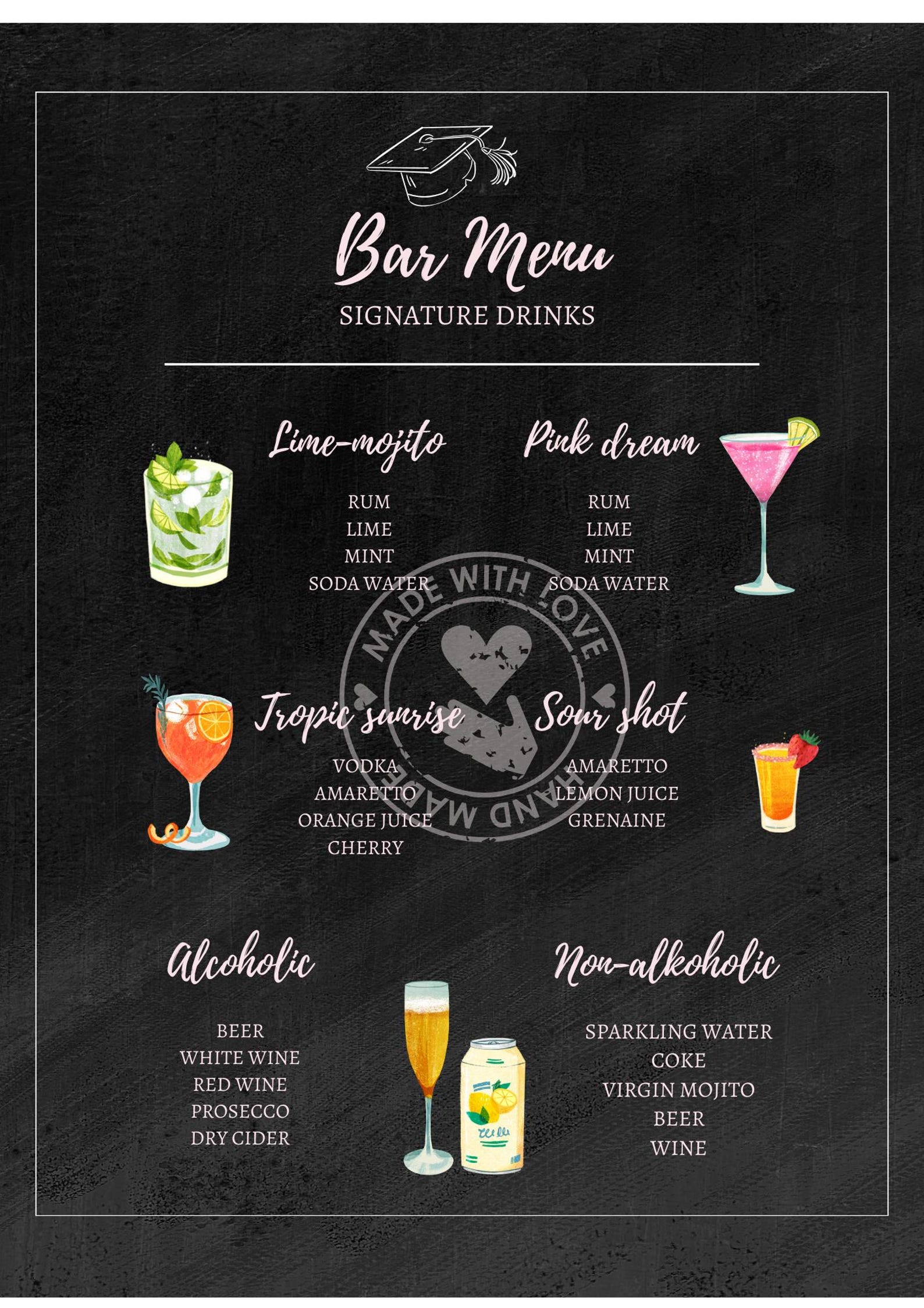 Graduation Party Lemonade Bar Menu| Graduation Party - Etsy