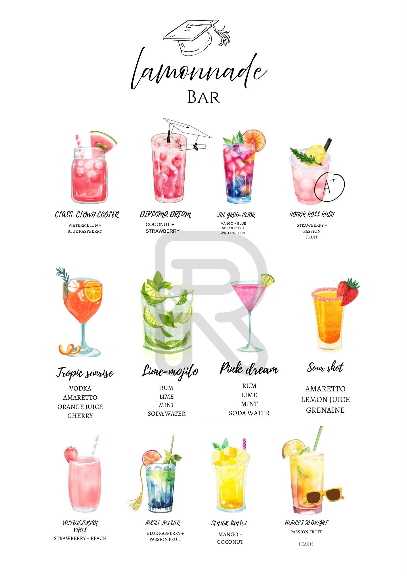 Graduation Party Lemonade Bar Menu| Graduation Party - Etsy
