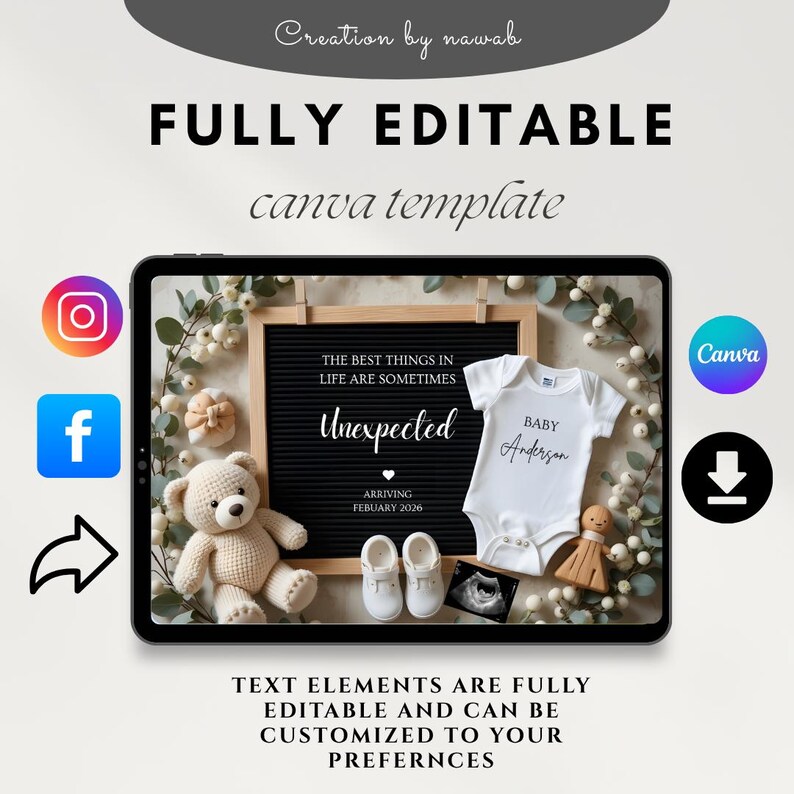 Teddy Bear Pregnancy Announcement: Gender Neutral Social Media Reveal ...