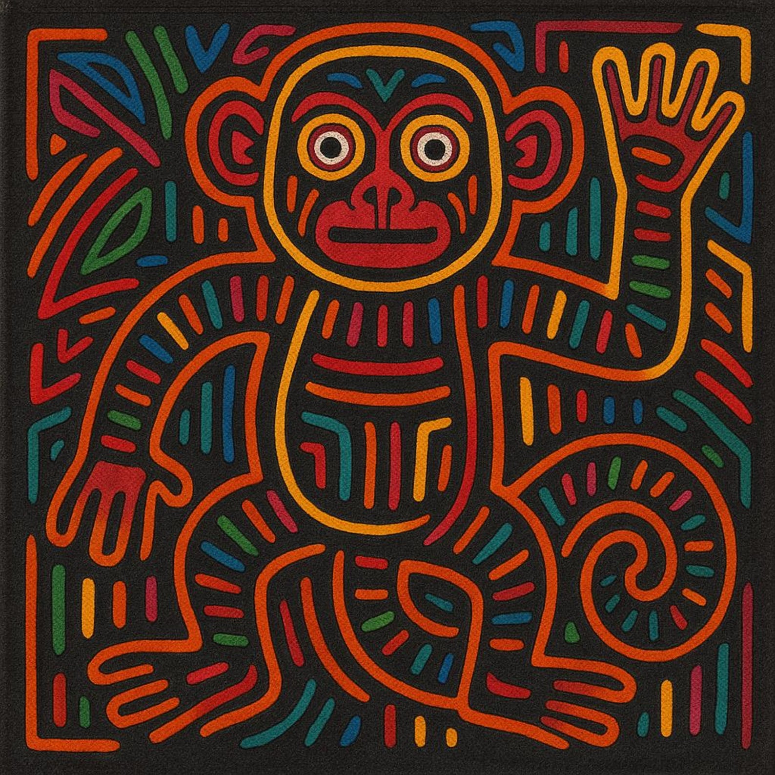 Mola Monkey | Panama Folk Art Inspired | Vibrant Jungle Decor | Digital ...