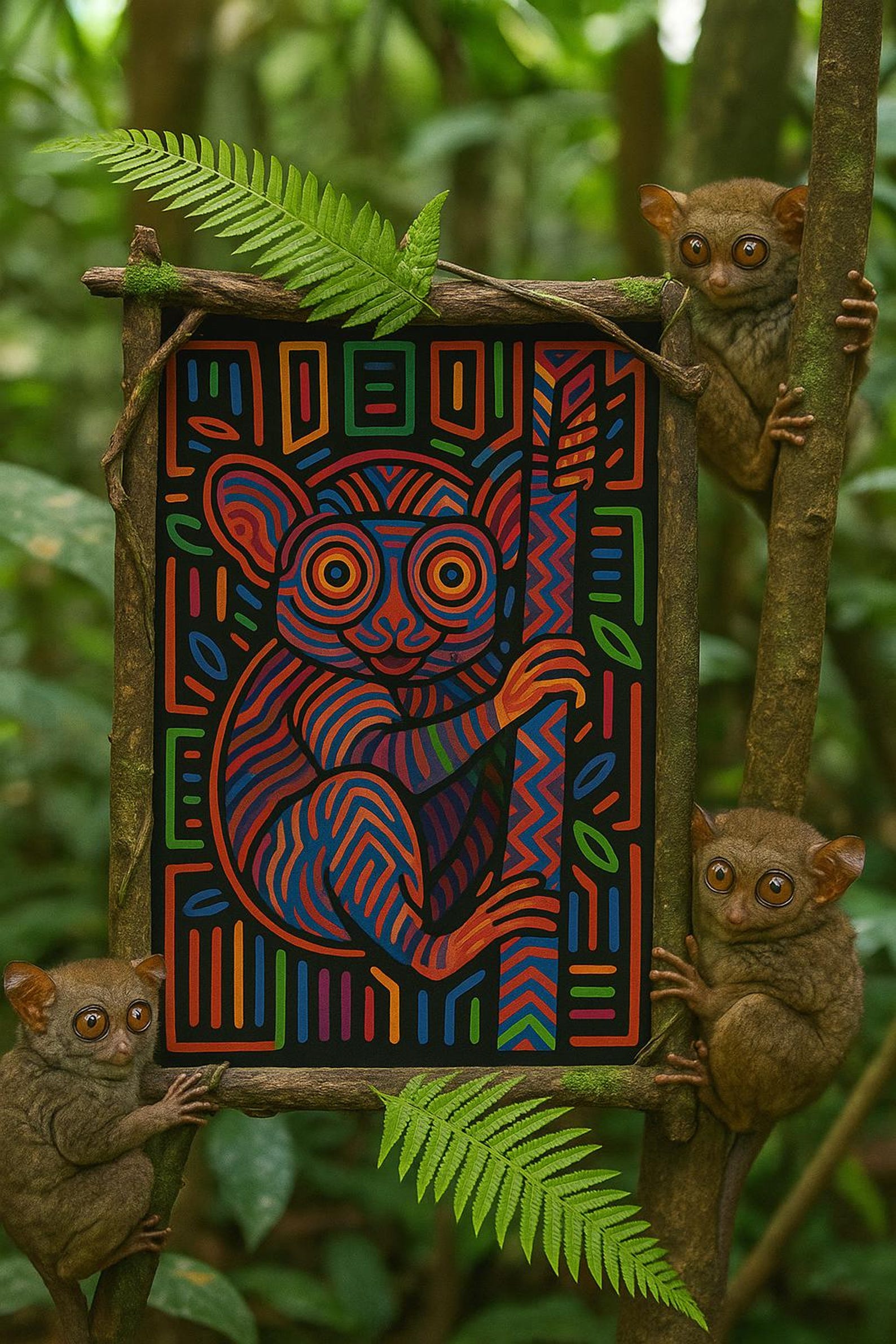 Mola Tarsier Print: Panama Folk Art Inspired Animal Poster (digital ...