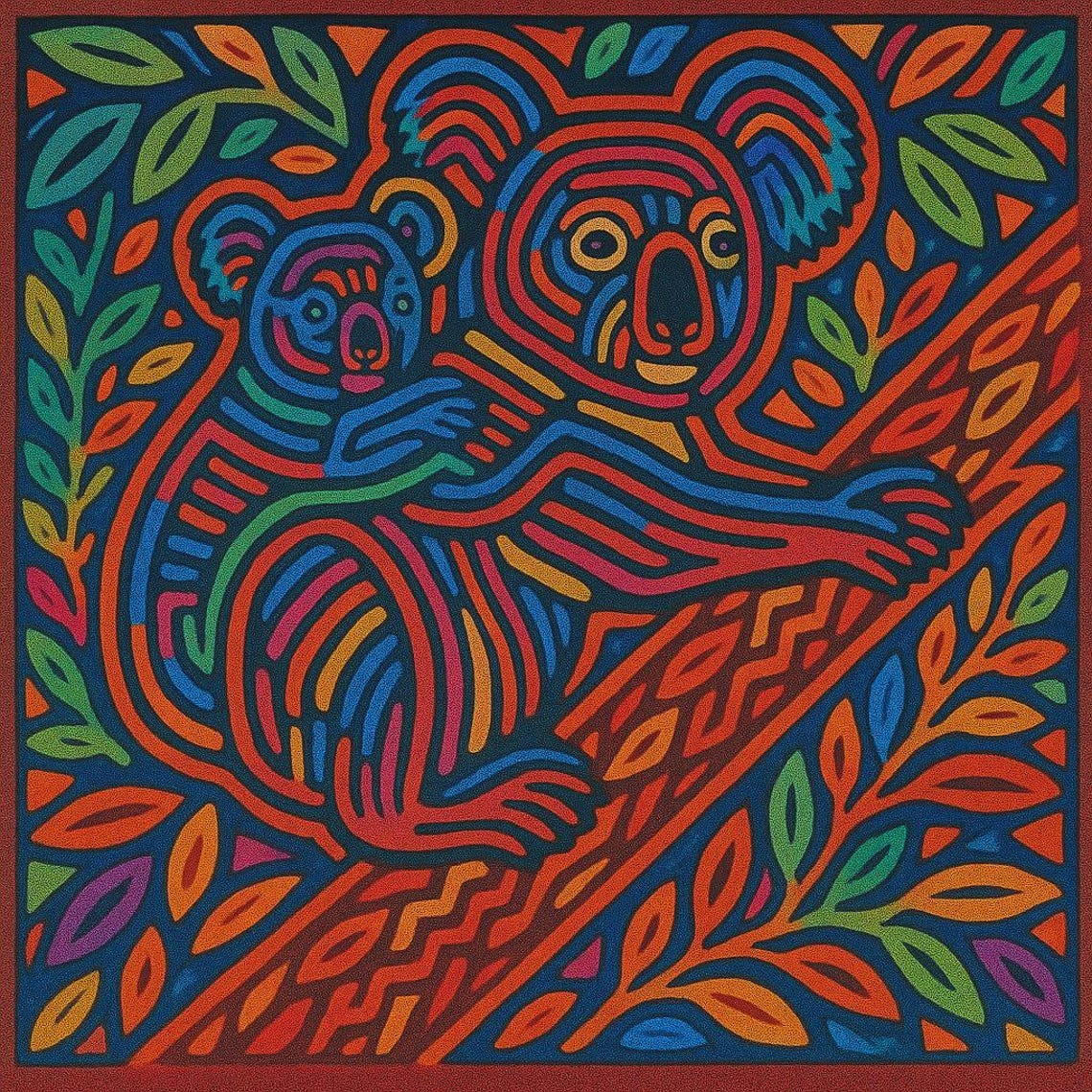 Mola Koala Print: Panama Folk Art, Colorful Animal Design (digital ...