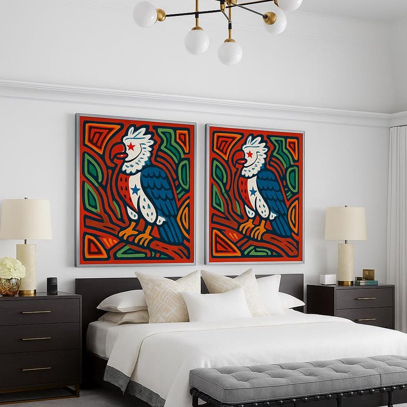 Mola Eagle Print: Panama Folk Art Inspired Animal Poster (digital ...