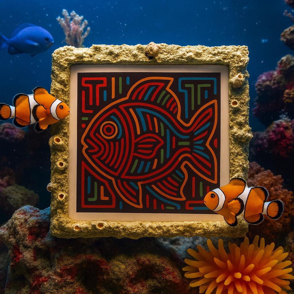 Mola Fish Digital Art Print, Colorful Panama Folk Art Wall Decor, Boho ...