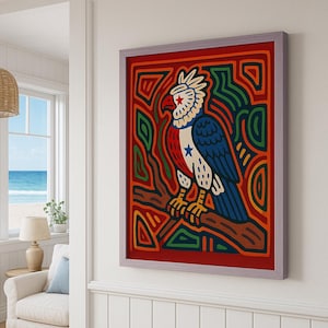 Mola Eagle Print: Panama Folk Art Inspired Animal Poster (digital ...