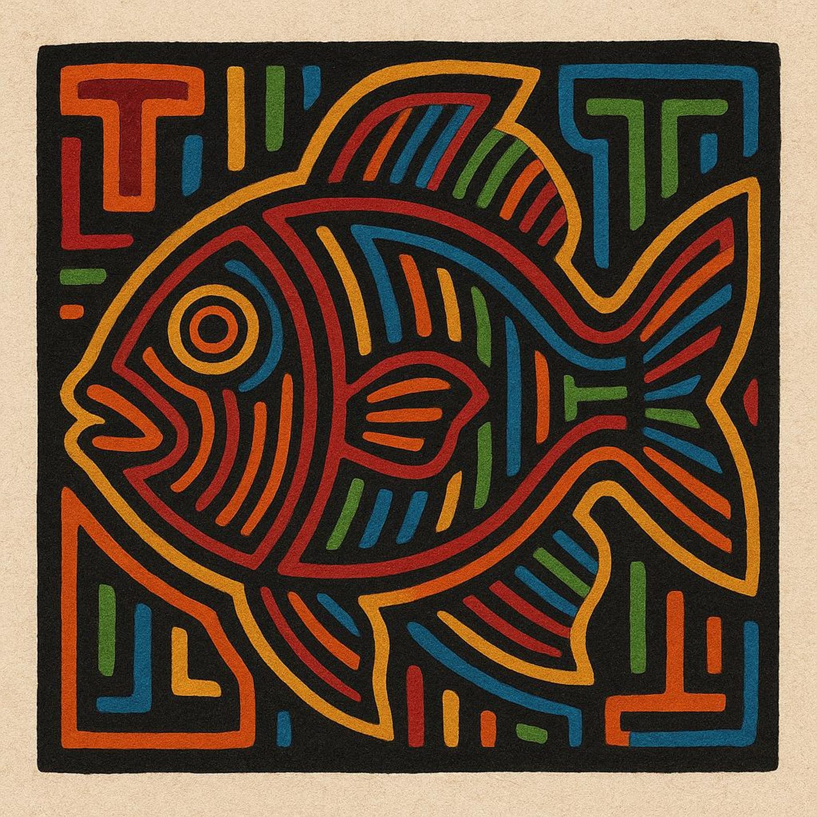 Mola Fish | Panama Folk Art Inspired | Gifts | Digital Download | Home Decor | Mola Animal Print ...